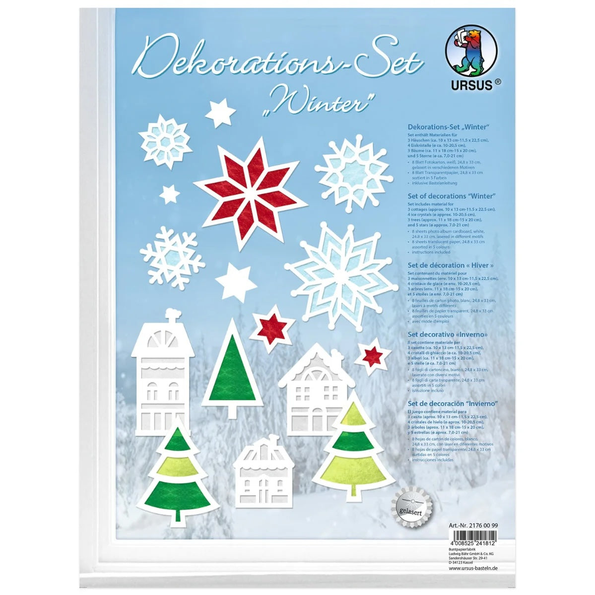 Ursus Window Art Kit Set Of 15 Christmas Winter The Forest Folk